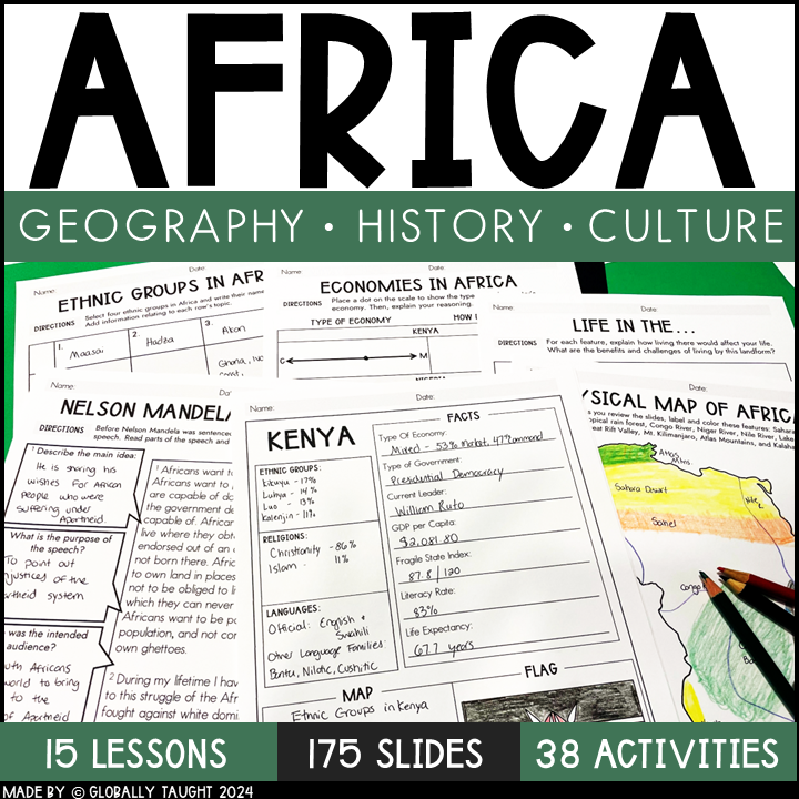 Africa Unit With 15 Lessons About The Geography Of Africa, African ...